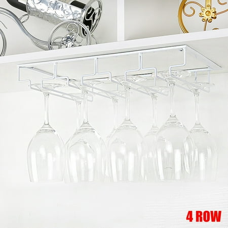 CAROOTU Wine Glasses Rack Under Cabinet Stemware Rack Wine Glass Hanger ...