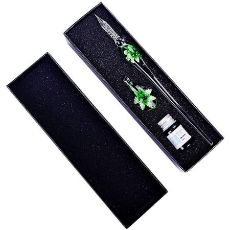 Crys al Glass Dip Pen Glass Signa ure Pen Ki wi h Bo le Ink, Elegan Ink ...