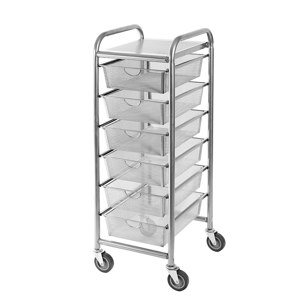 6-Drawer Steel Mesh Organizer Cart - Walmart.com - Walmart.com