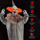 HOMCOM 6' Orange Haired Clown Outdoor Halloween Decoration, Sound ...