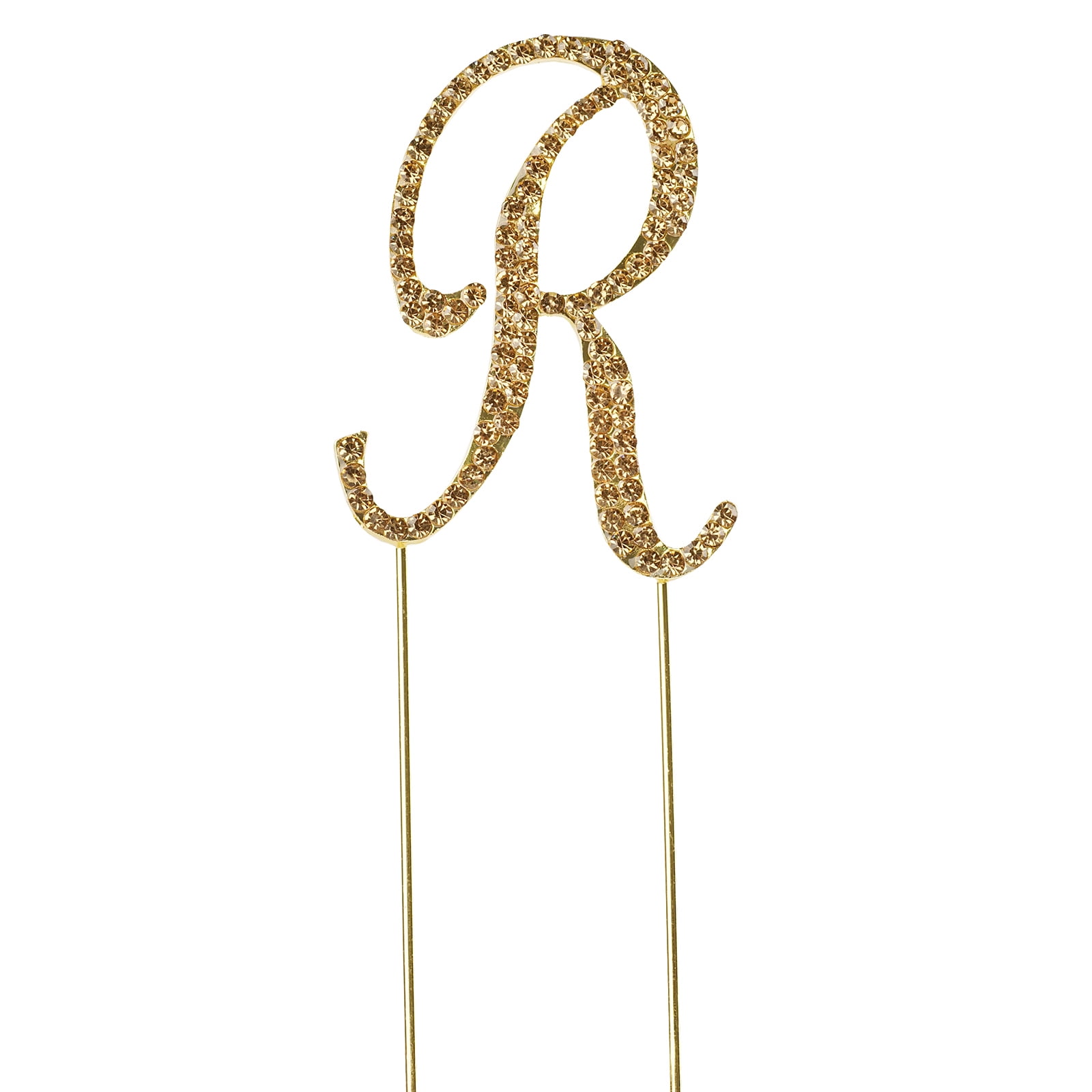BalsaCircle Letter R Cake Topper 2.5" Gold Rhinestone Personalized ...
