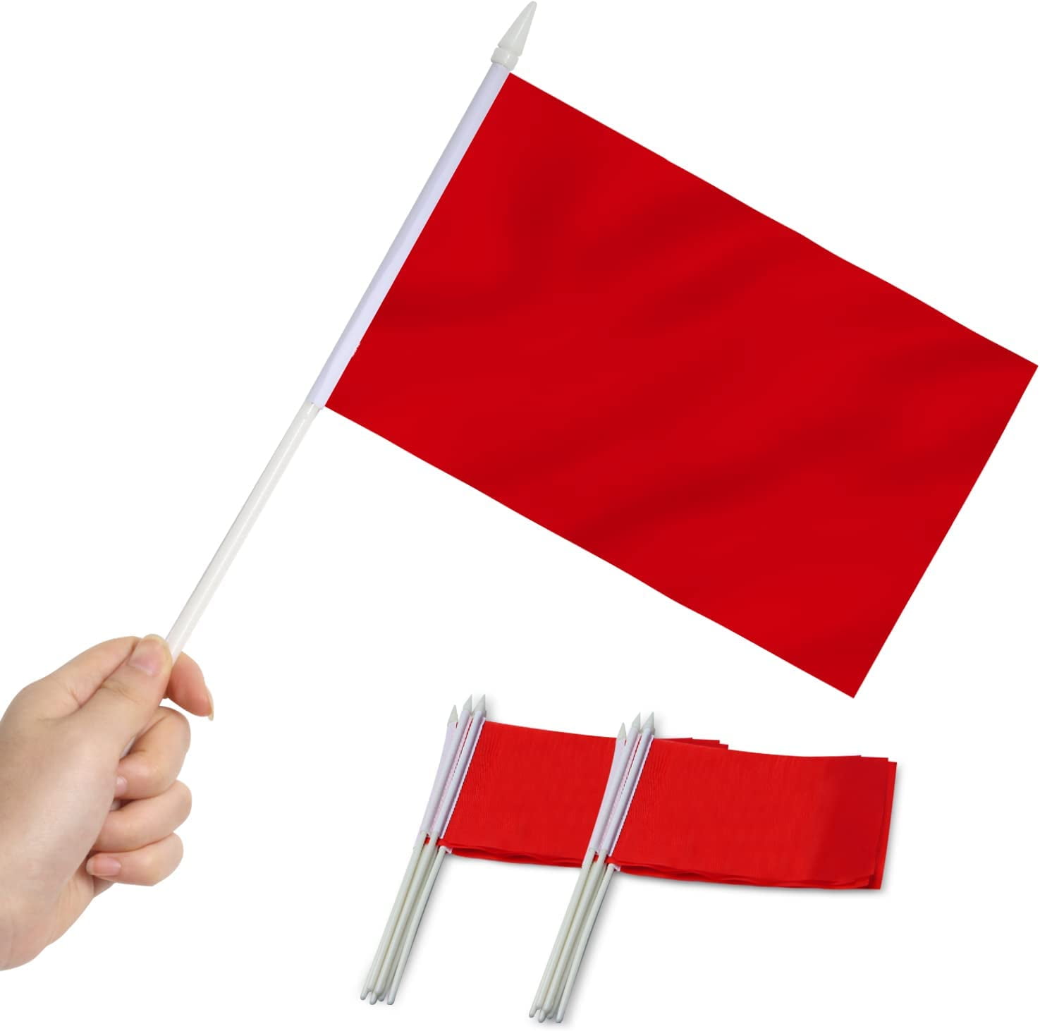 Anley Red Mini Flag 12 Pack - Hand Held Small Miniature Solid Red Blank ...