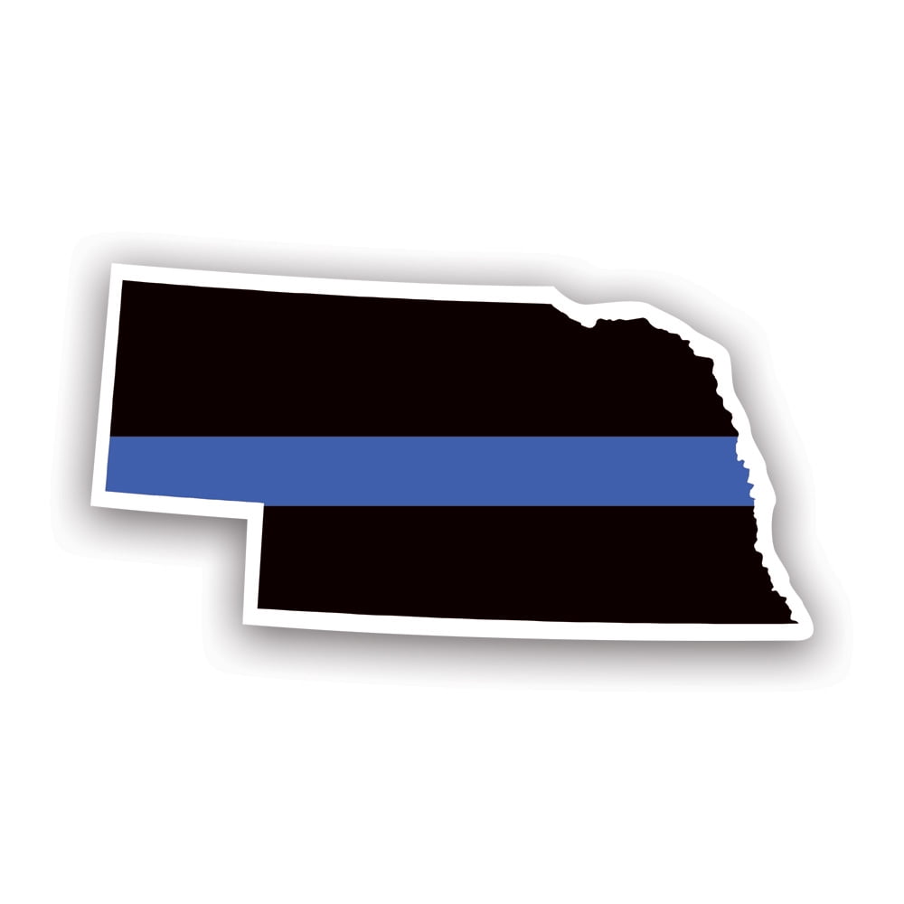 Nebraska State Shaped The Thin Blue Line Sticker Decal - Self Adhesive ...