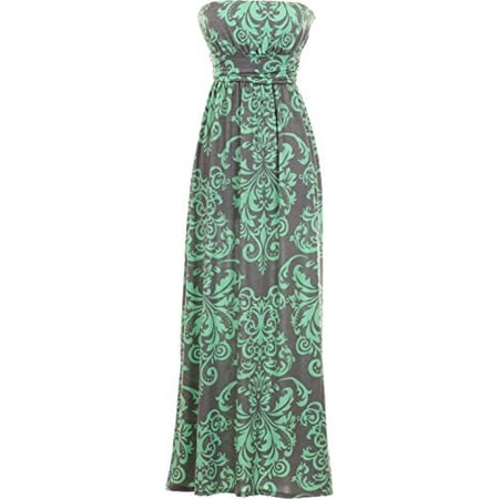 PacificPlex - Damask Print Strapless Maxi Dress - Walmart.com