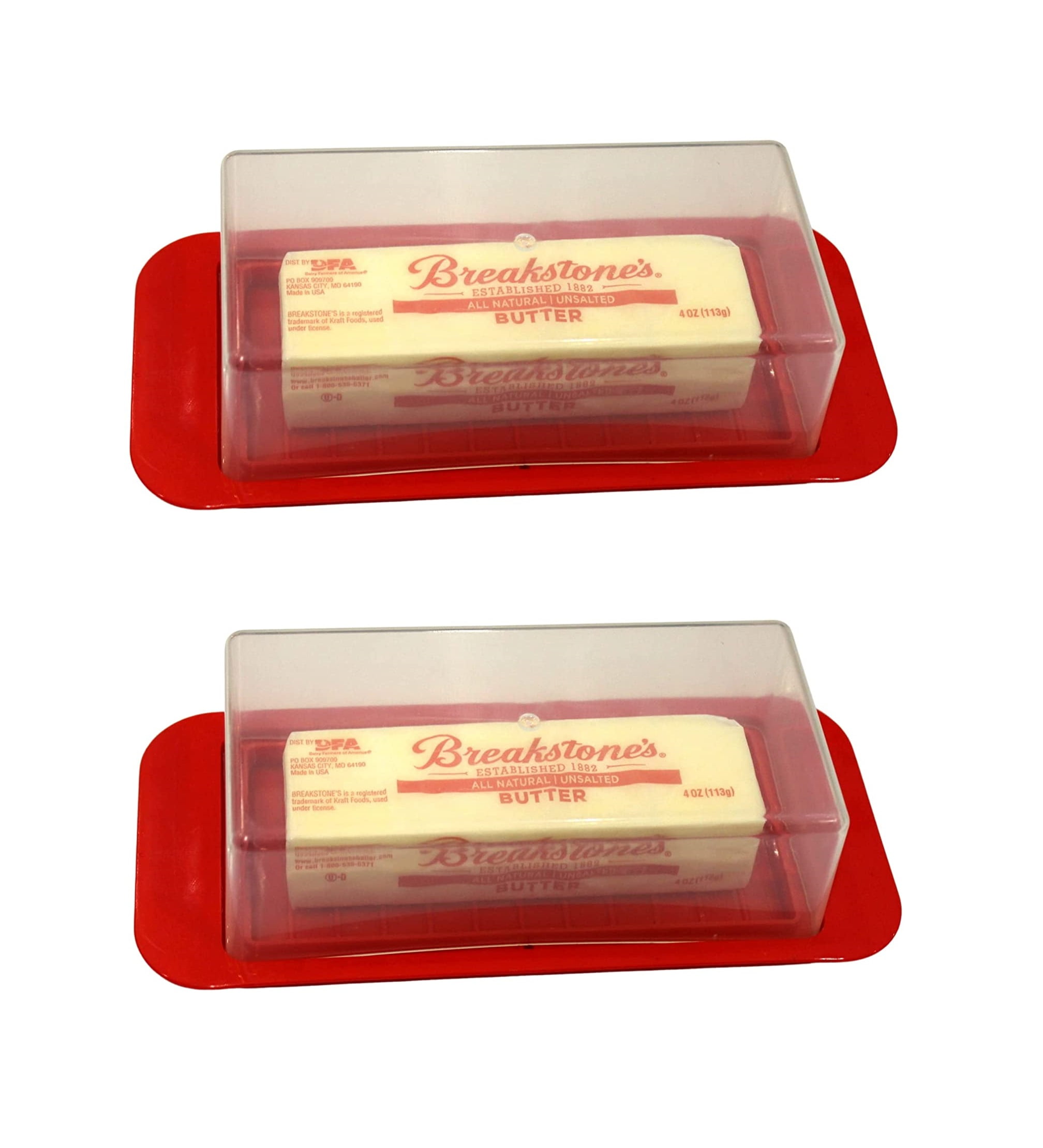 Dependable Industries 2 Pack Butter Dish With Cover and Handles Fits ...