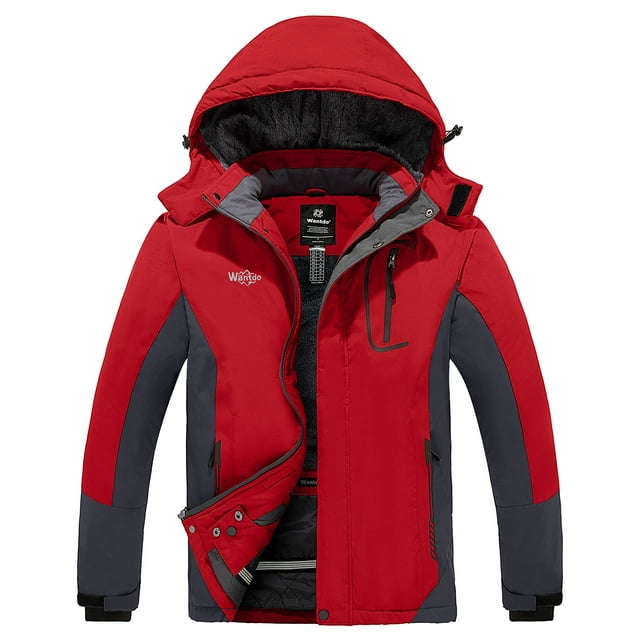 Wantdo Men's Snowboard Jacket Waterproof Fleece Snow Jacket Windproof ...