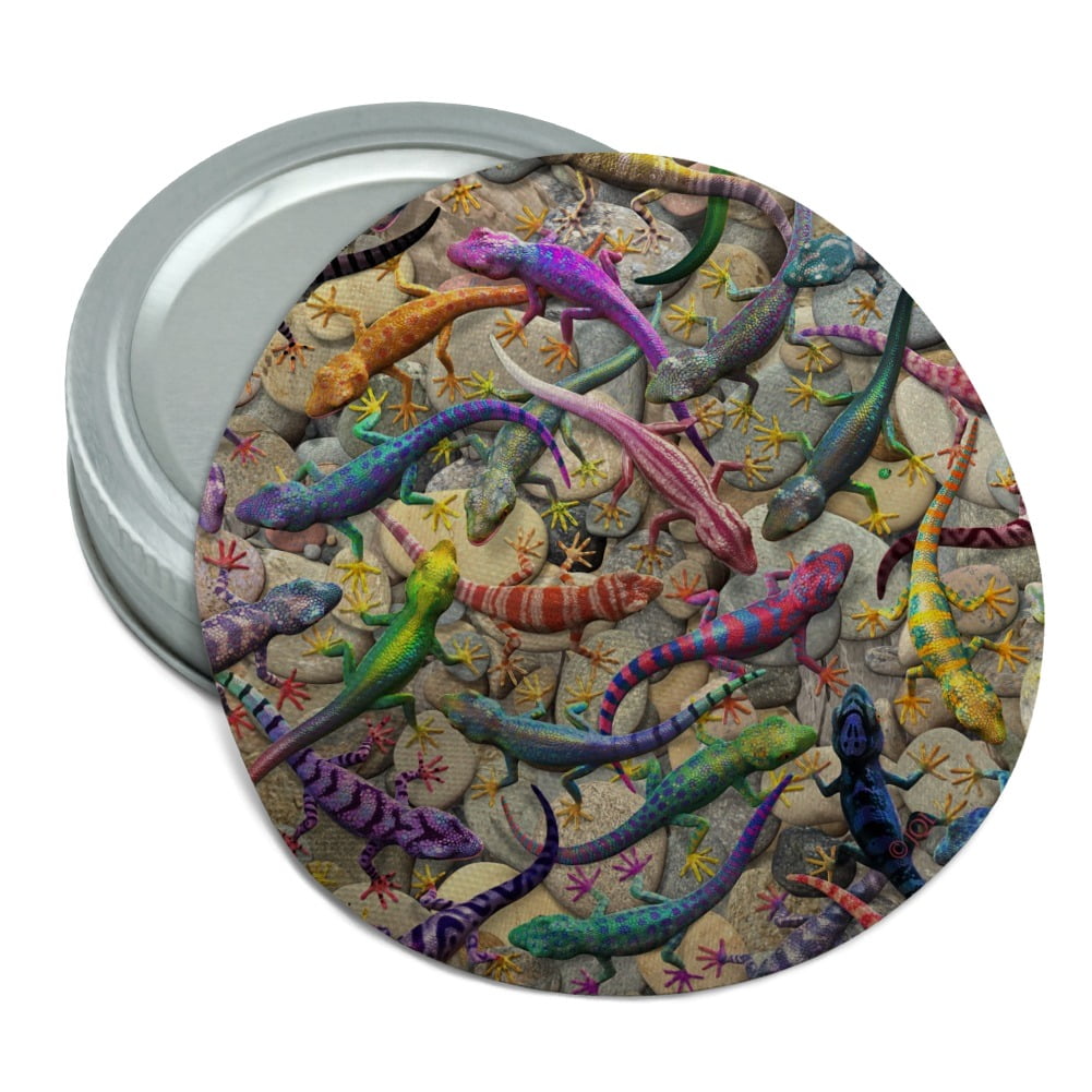 Gecko Lizards Reptile Rock Group Round Rubber Non-Slip Jar Gripper Lid ...