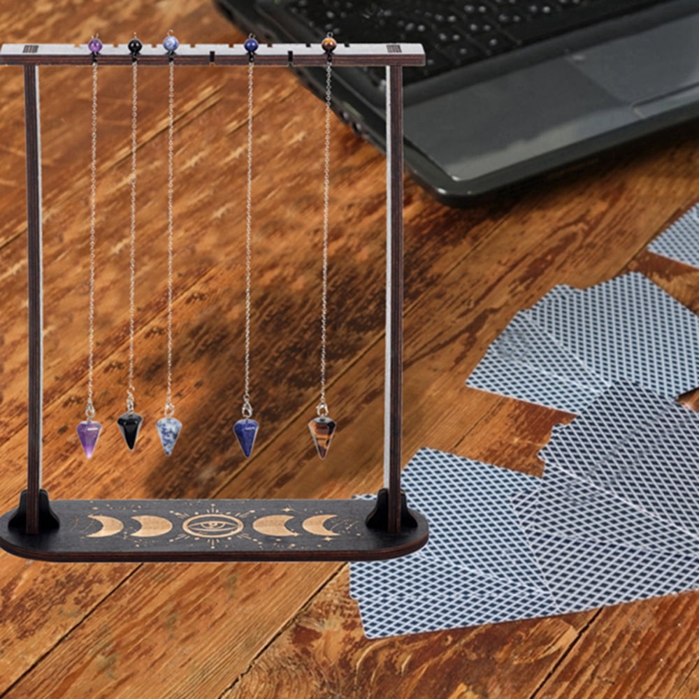 Wooden Pendulum Display Stand Black Crystal Display Shelf for Stones ...