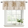 Brown Palm Tree 2 Panels Kitchen Valance, Country Linen Texture ...