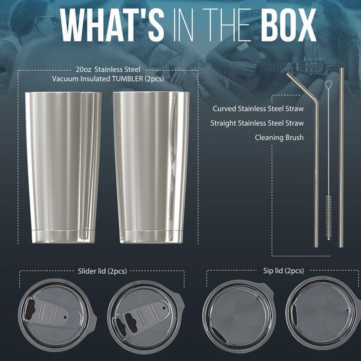 Bluepeak Double Wall Stainless Steel Vacuum Insulated Tumbler Set 2