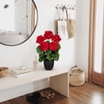 16" Geraniums Artificial Flowers Realistic Potted Plant - Red For ...