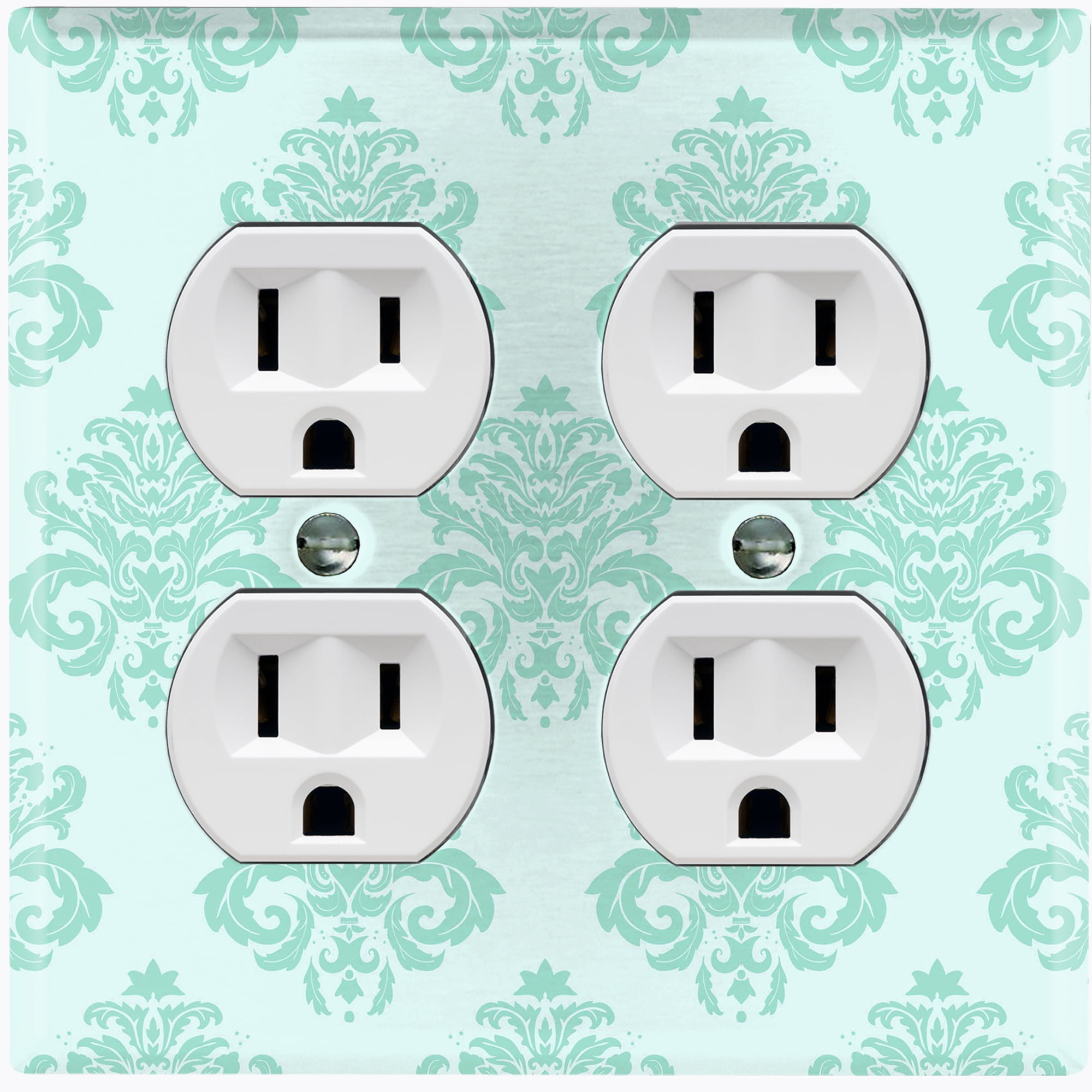 Metal Light Switch Wall Plate Outlet Rocker Cover (Damask Flower Teal ...