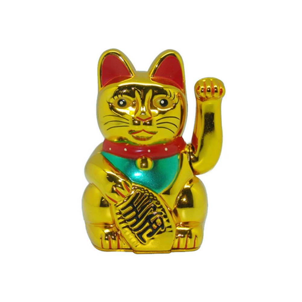Fule Chinese Lucky Waving Cat Beckoning Maneki Neko Gold Wealth Fortune ...