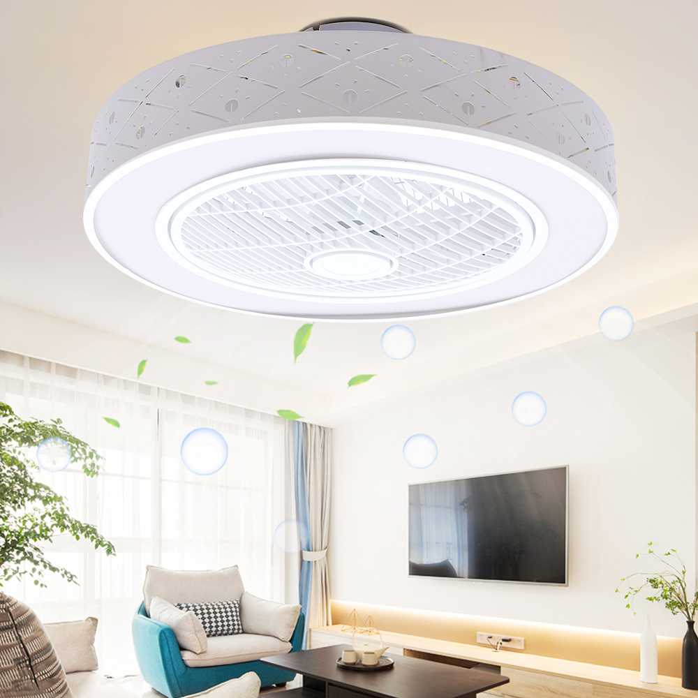 22in Modern Acrylic Ceiling Fan W/Remote, 2 in 1 Flush Mount Chandelier ...