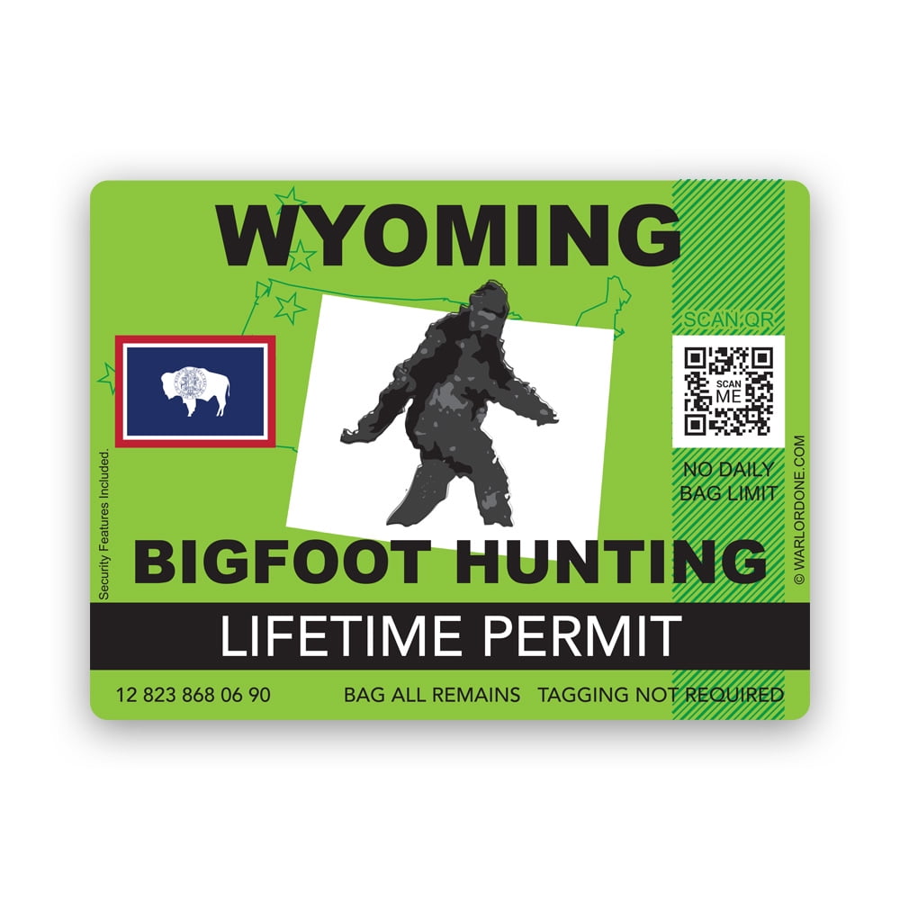Wyoming Bigfoot Hunting Permit Sticker Decal - Self Adhesive Vinyl ...