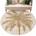 Brown Palm Tree Washable Round Area Rug 7 ft, Country Linen Texture ...