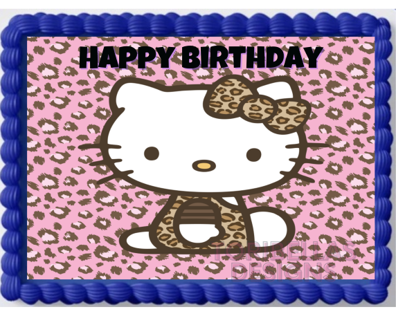 Hello Leopard Kitty Edible Cake Topper Frosting Sheet Birthday Cake ...
