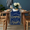 Blue Gold Graduation Cap Cotton Linen Table Runner Sequins Light ...