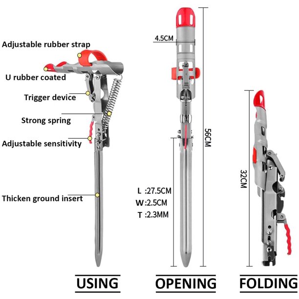 2 Pack Automatic Spring Fishing Rod Holder Stainless Steel Rod Stand ...