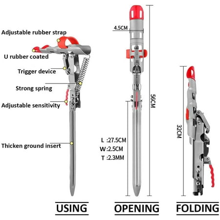 2 Pack Automatic Spring Fishing Rod Holder Stainless Steel Rod Stand ...