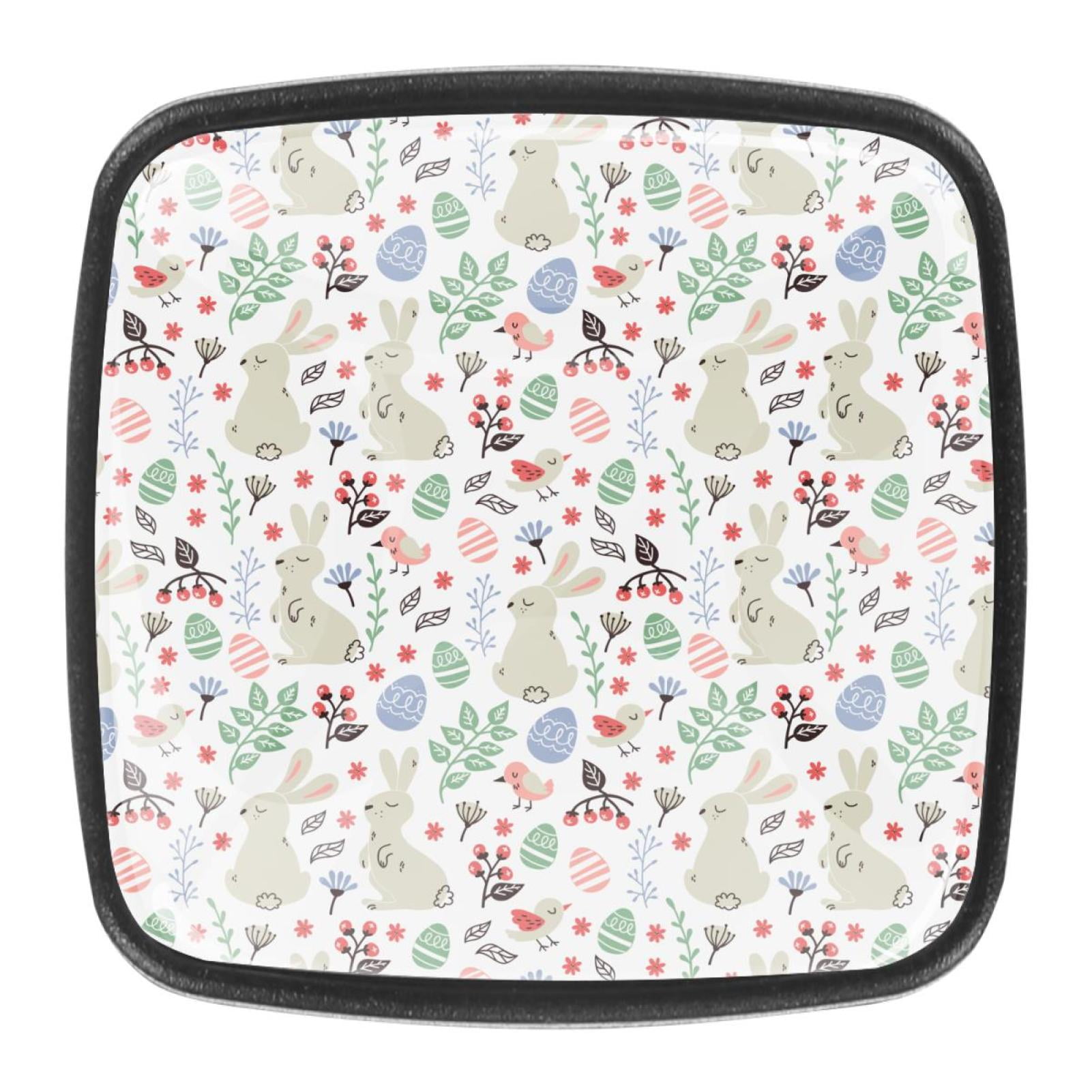 4 Pcs Square Cabinet Handle Cupboard Knob Drawer Pulls Handle Flowers ...