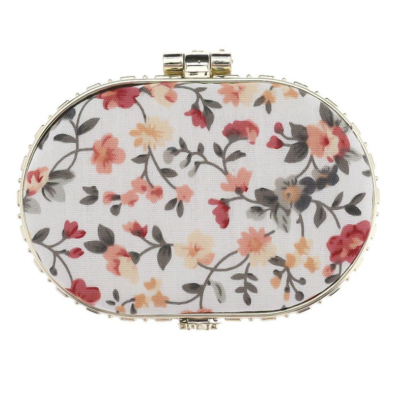 Akoada Portable Folding Compact Makeup Floral Mirror Pocket Handbag