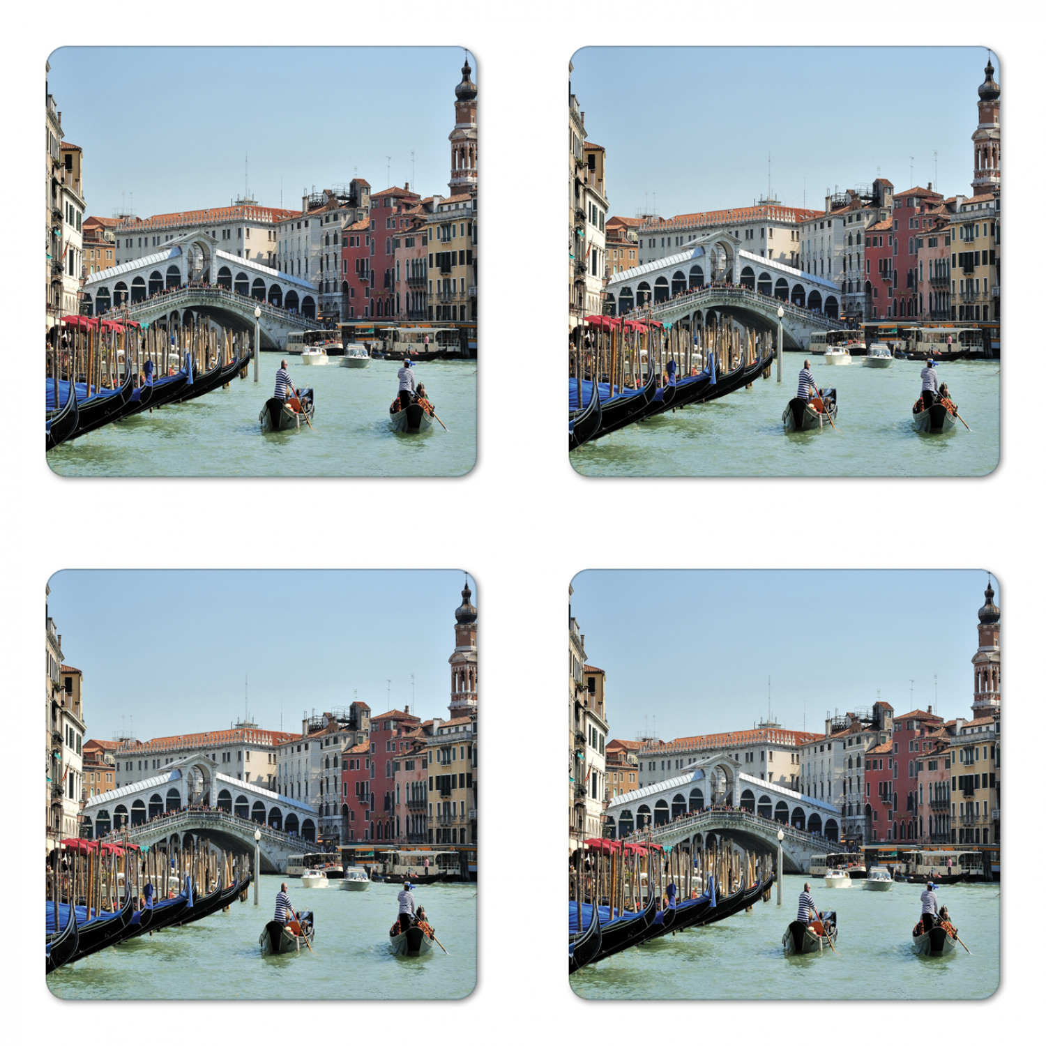 Italy Coaster Set of 4, Famous Landscape of Venice Gondolas and ...