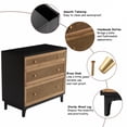 COZAYH 3-Drawer Woven Cane Front Accent Chest with Brass Knobs for ...