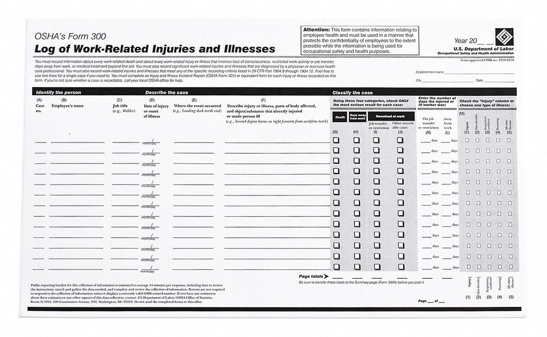 Brady Forms,OSHA 300 Log OR300E - Walmart.com