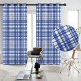 Blue and White Checkered Pattern Blackout Curtains,Triple Weaved Fabric ...