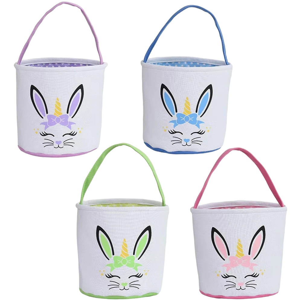 4 Pack Easter Bunny Bags Rabbit Ear Easter Baskets Easter Egg Hunt ...