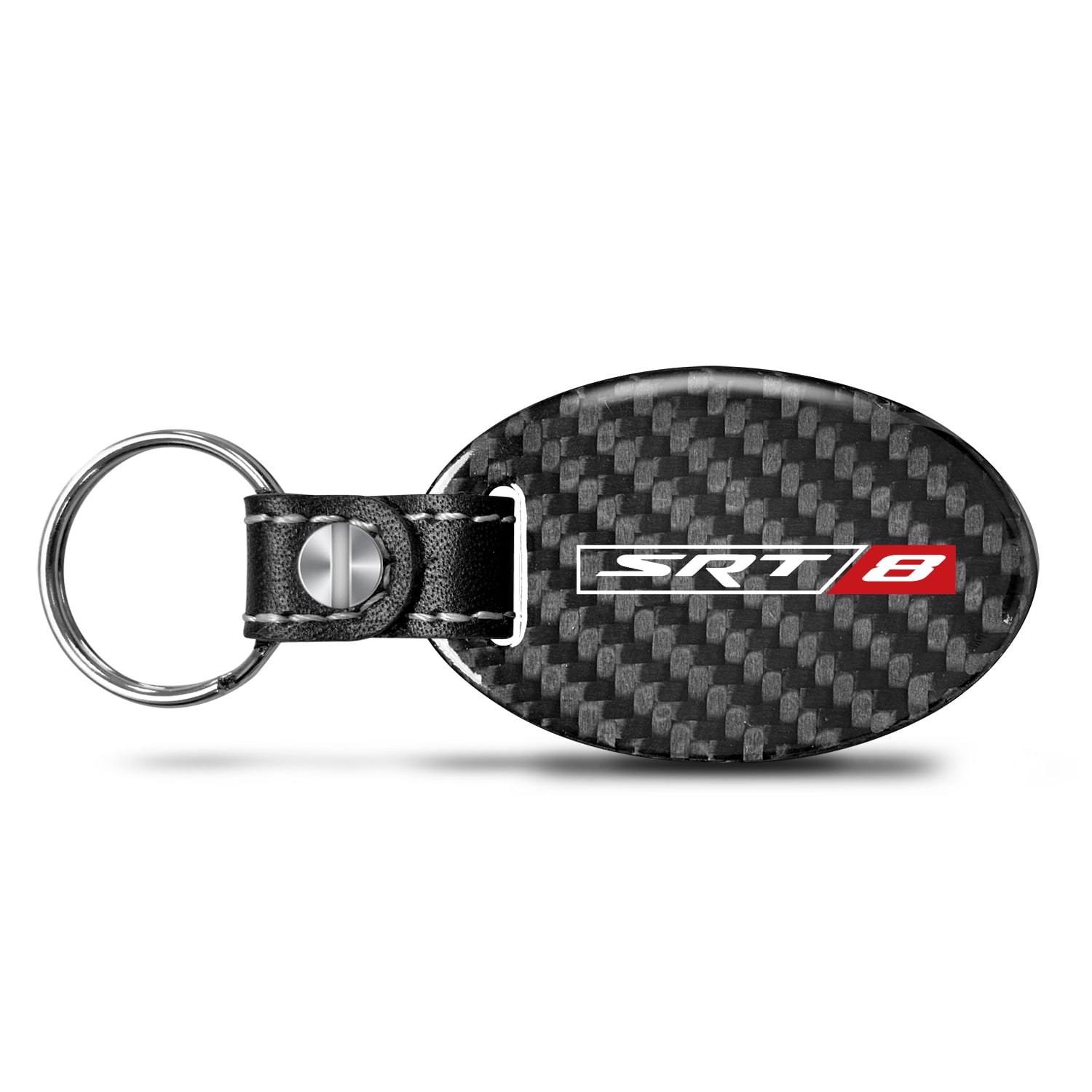 SRT-8 Logo Real Carbon Fiber Large Oval Shape with Black Leather Strap ...