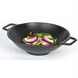 Lodge 14" Pre-Seasoned Cast Iron Wok with Flat Base & Loop Handles for ...