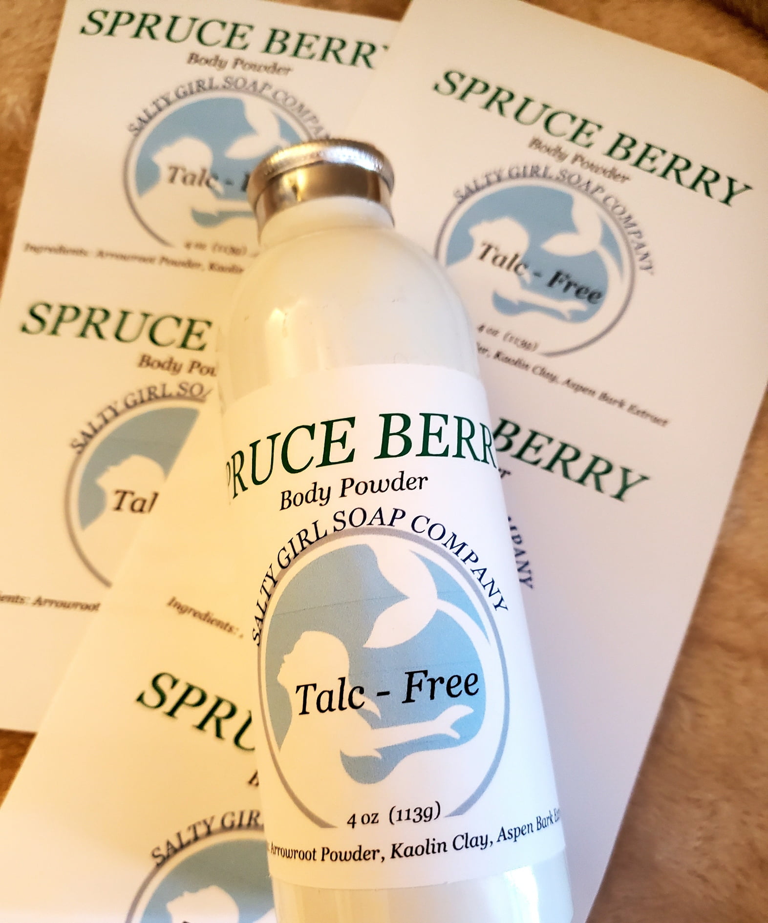 Body Powder – Talc Free – Spruce Berry – by Salty Girl Soap Company