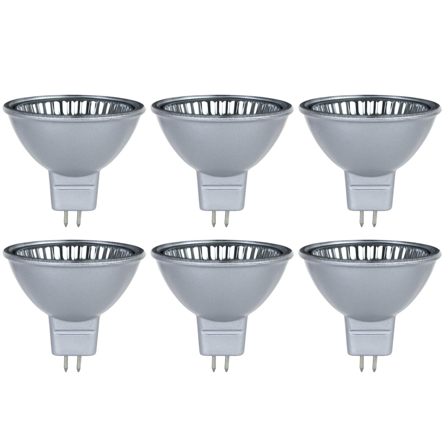 6 Pack Sunlite 50 Watt, 24° Narrow Flood, Silver Back MR16 Mini ...