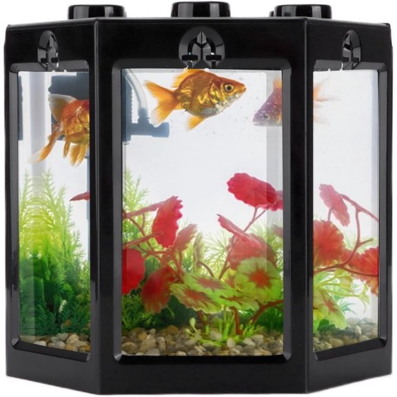 Tetra 1.1 Gallon Betta Aquarium Kit, Half Moon-Shaped Aquarium with LED ...