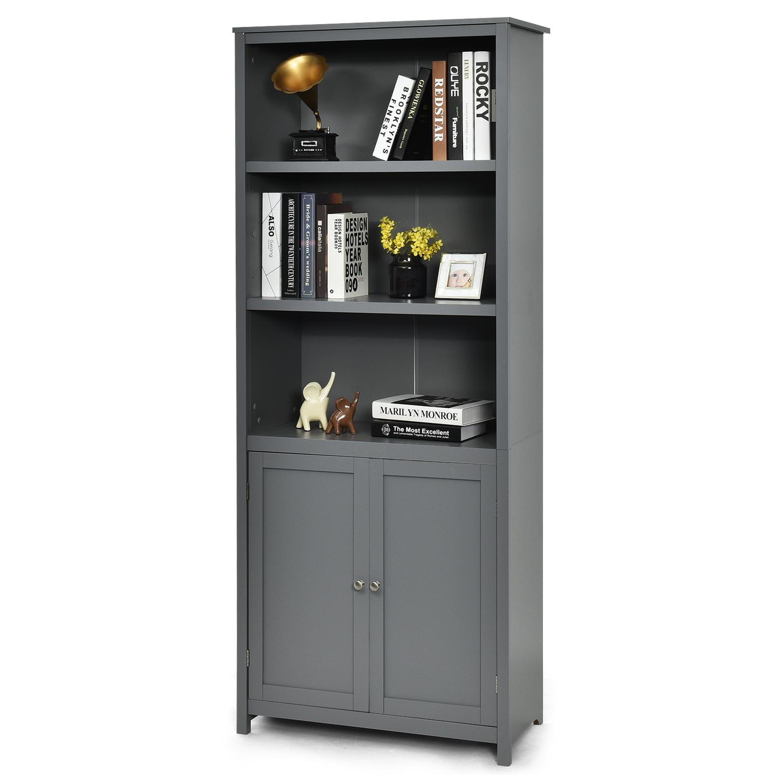 Giantex Standing Wooden Display Bookcase w/Doors, Ideal for Home ...