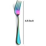 znnoo Rainbow Salad Forks Set of 8 Stainless Steel Iridescent Flatware ...