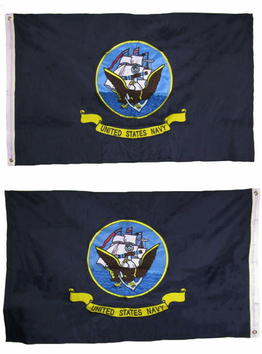 3x5 US NAVY Flag Embroidered Nylon Military Double Sided 2 Ply (ship) w ...