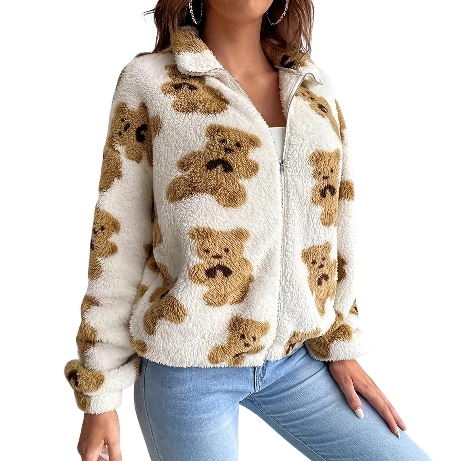 Click here for Syvgva Womens Coat womens Long Sleeve Top Bear Pri... prices