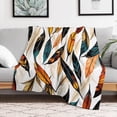 GXFC Orange & Ink Feather Pattern blanket, comfortable and soft, warm ...