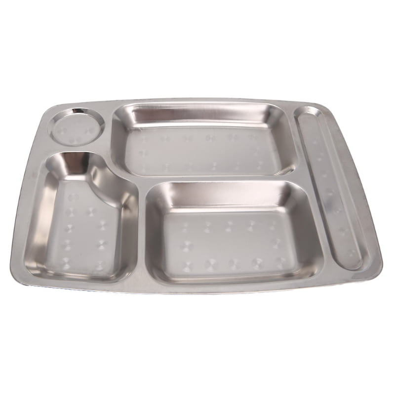 Sorrowso Stainless Steel Divided Dinner Tray Lunch Container Food Plate ...