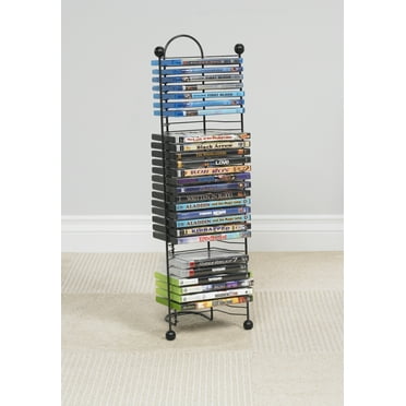 Atlantic Onyx DVD Storage Rack Tower (28 DVDs, 28 BluRays), Black ...