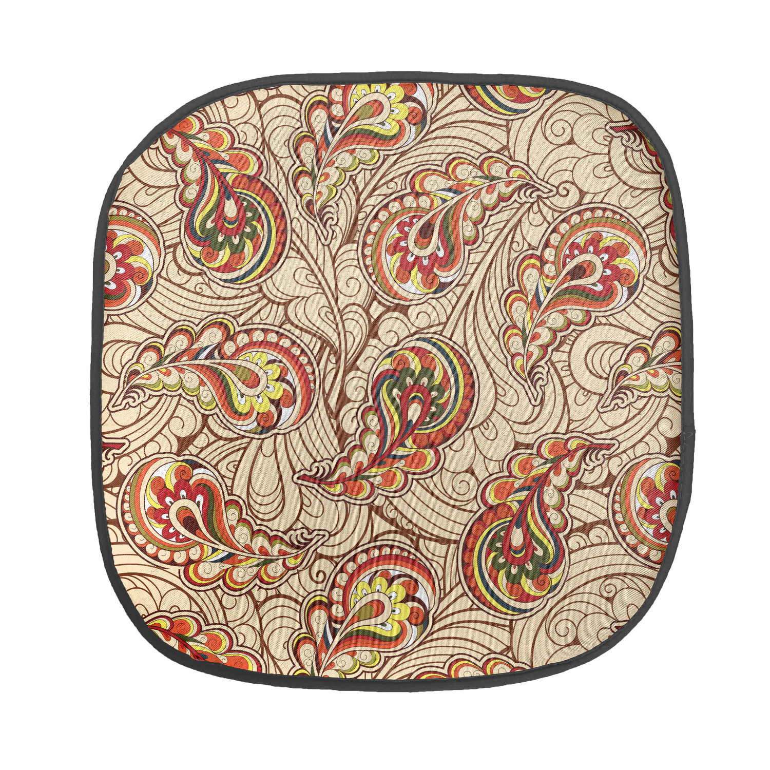 Fall Chair Seating Cushion, Leaves in Paisley Design Folkloric Art ...