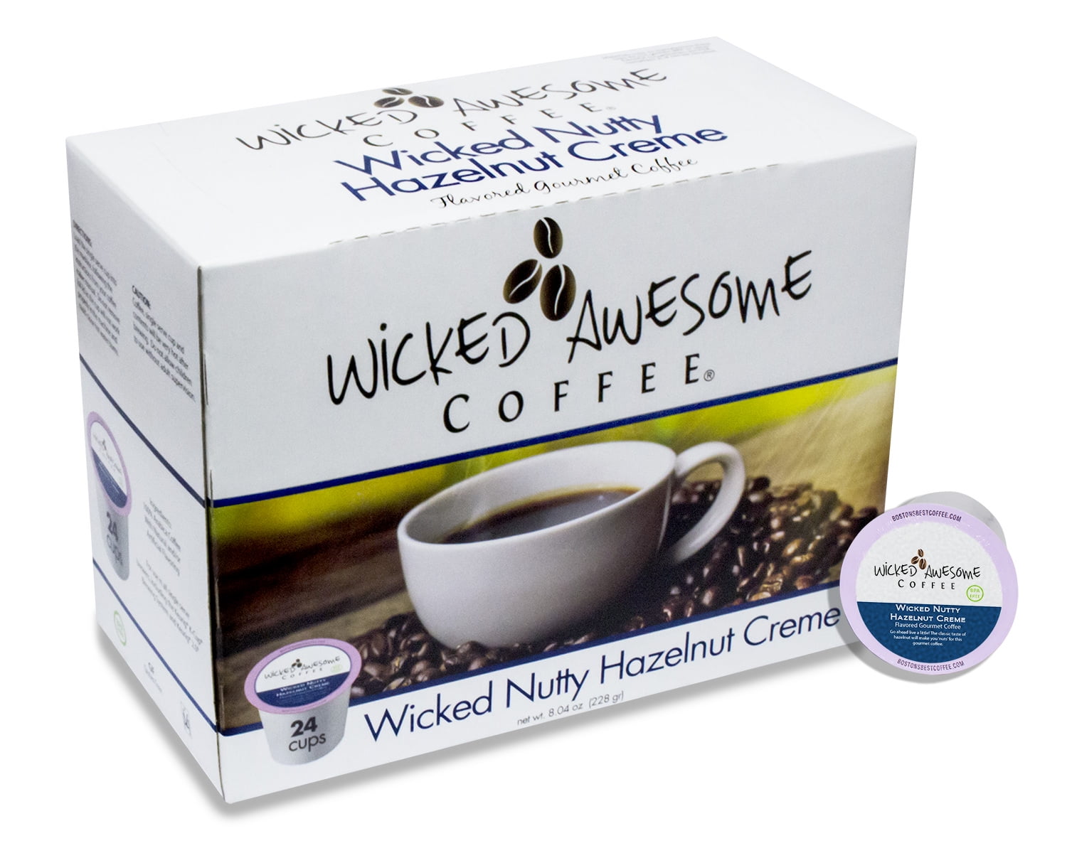 Wicked Awesome Wicked Nutty Hazelnut Crème Coffee, Single Serve Cups ...