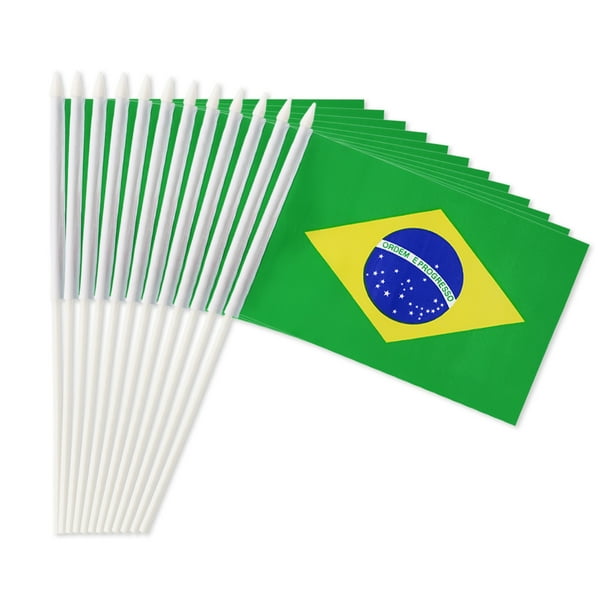 Anley Brazil Mini Flag 12 Pack - Hand Held Small Miniature Brazilian ...