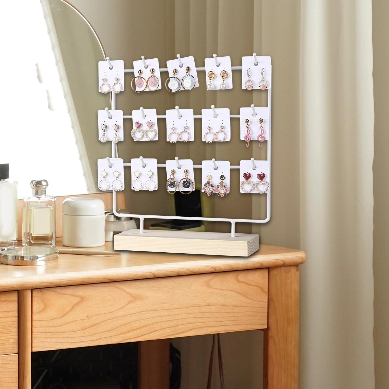 Jewelry Display Rack with 15 Hooks for Earring Cards Hair Accessories ...
