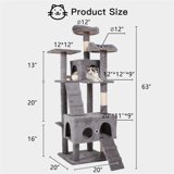 Pefilos 60" Cat Tree for Large Cats, Indoor Cat Tower for Cozy Plush ...