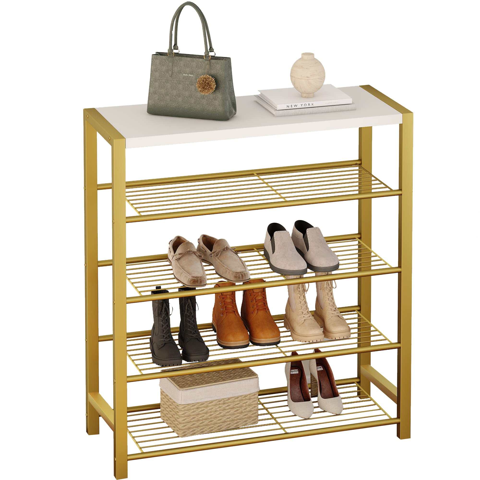 Yusong Shoe Rack, 6 Tier Shoe Organizer Storage for Closet Entryway, Narrow Tall Metal Shoe ...