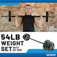 US Weight 54 LB Barbell Weight Set with 55 Inch Adjustable Bar for ...